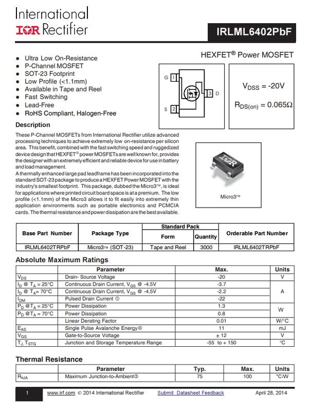 場效電晶體 (IRLML6402TRPBF IR) P 通道 20V 3.7 A (Ta) 1.3W (Ta) | 露天市集 | 全台最大的 ...