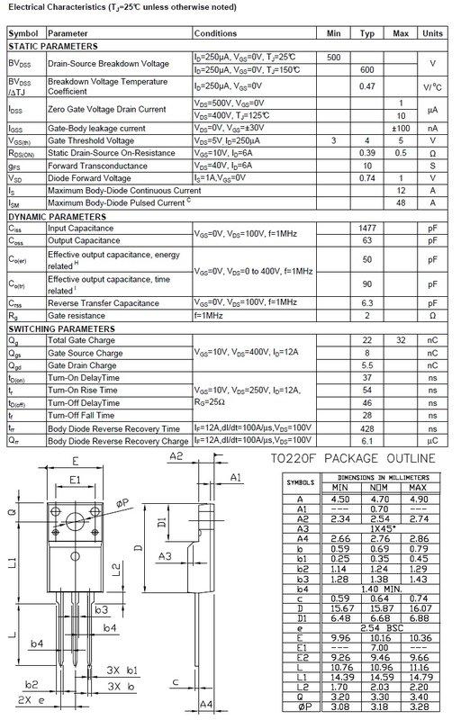 場效電晶體 (AOS AOTF12T50P ) (N-CH) 500V 12A 0.5Ω, TF12T50P | 露天市集 | 全台最大的網路購物市集
