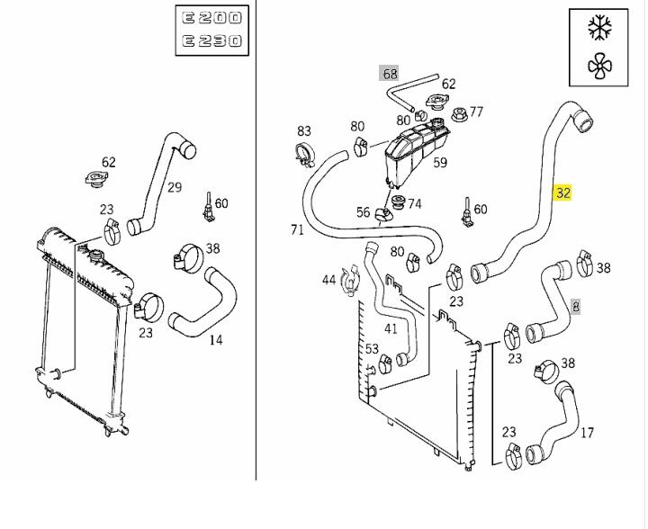 【SFF雙B賣場】BENZ W210/E200/E230 鳥牌 水管[下] 2105011682 | 露天市集 | 全台最大的網路購物市集