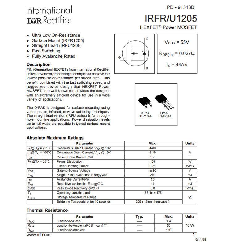【DIY_LAB#1578】IRFR1205 FR1205 (TO-252) N-Ch 55V 44A MOSFET現貨 | 露天市集 | 全 ...
