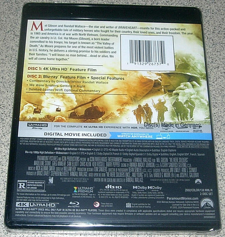 【現貨 - 全新未拆】We Were Soldiers 梅爾吉勃遜-勇士們【4K UHD+BD雙碟版】 | 露天市集 | 全台最大的網路購物市集