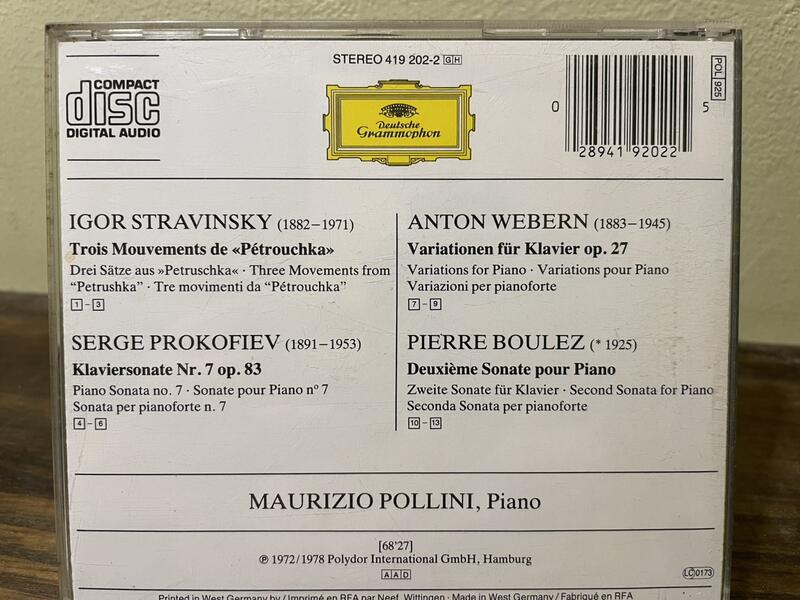 【雨清庵】二手 波里尼 Pollini – Stravinsky, Prokofiev, Webern , 西德全銀 | 露天市集 | 全台最 ...