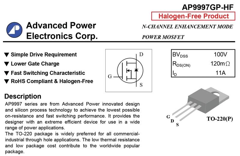 科達電料 大量現貨 台灣富鼎先進 APEC AP9997GP-HF TO-220 100V 11A (10個一拍) | 露天市集 | 全台最大 ...