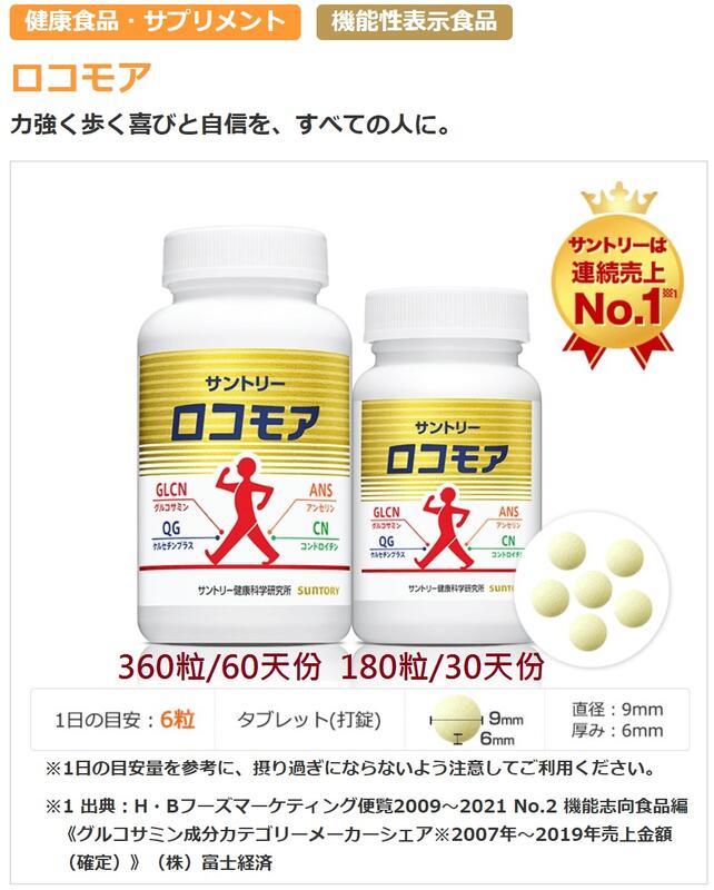 ★訂製★ 日本 三得利 Suntory 固力伸 加強版 ロコモア 樂可莫 Locomore 樂可步 180粒 360粒 | 露天市集 | 全台 ...