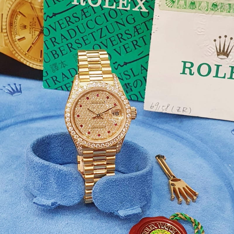 【大眾名錶】ROLEX 勞力士 69158 Datejust 18K女錶 原廠滿天星鑽面盤 原廠鑽圈 大眾名錶B1127 | 露天市集 | 全 ...