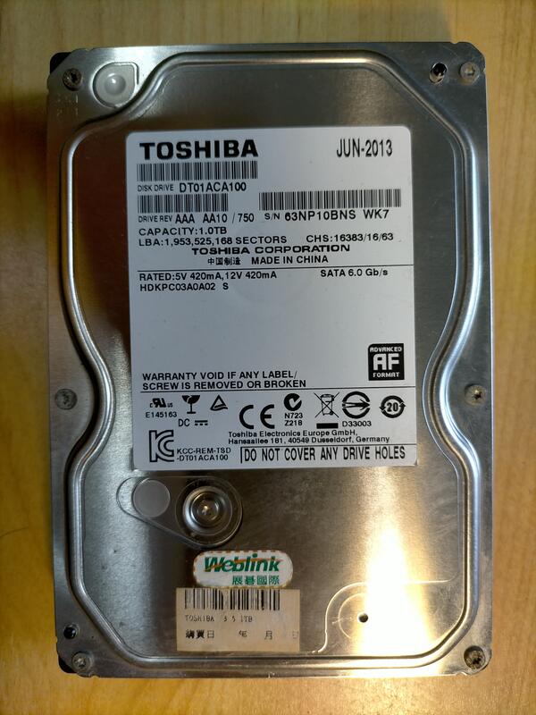 H.硬碟SATA3-TOSHIBA DT01ACA100 1TB 7200RPM/32MB 1000GB 直購價120 | 露天市集 | 全台 ...