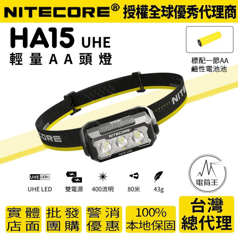 【電筒王】NITECORE HA15 UHE 400流明 80米 白光/紅光 多功能頭燈 肩燈 夾燈 AA 14500 | 露天市集 | 全台最大的網路購物市集