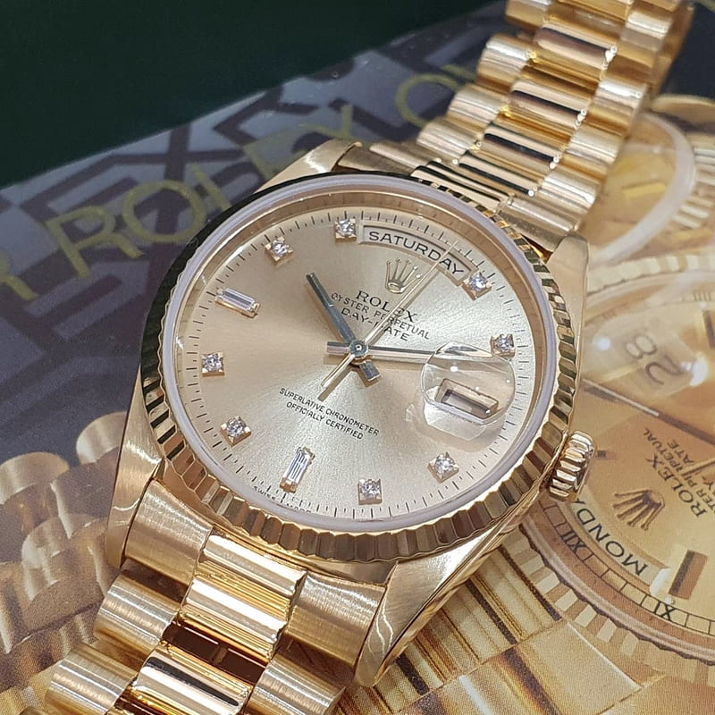 【大眾名錶】ROLEX 勞力士 18238 Day-Date 18K金 6.9T鑽面 錶徑36mm 大眾名錶G213 | 露天市集 | 全台最 ...