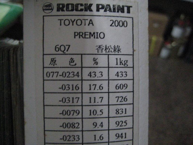 【振通油漆】 豐田 色號 6Q7 香松綠 日本ROCK原裝汽車烤漆 補漆 DIY TOYOTA PREMIO | 露天市集 | 全台最大的網路購物市集
