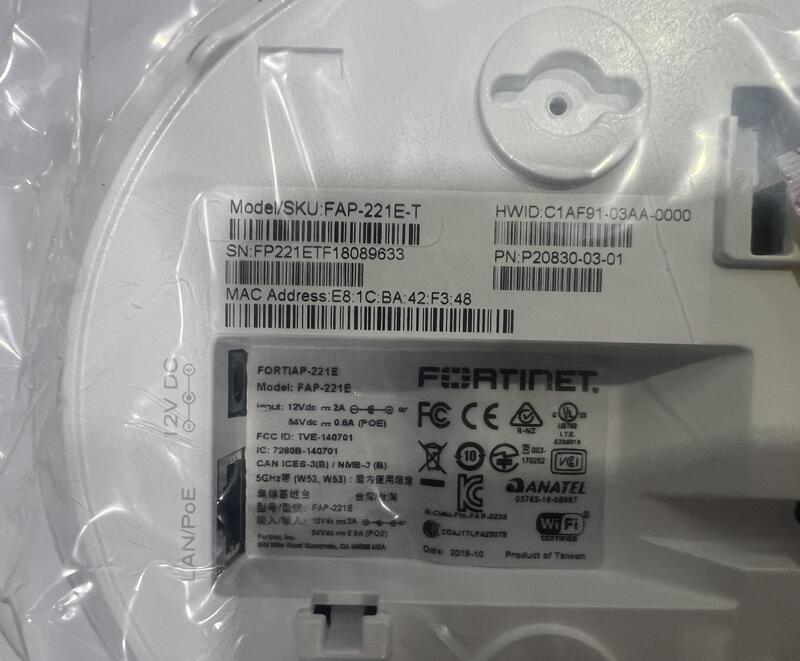 全新現貨 FORTINET FAP-221E-T 無線AP (需要有Fortinet 防火牆) | 露天市集 | 全台最大的網路購物市集