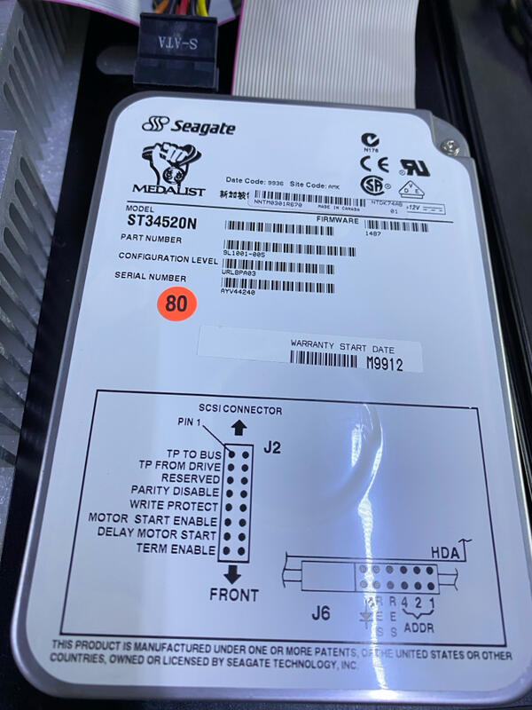 含稅價 Seagate 3.5吋 4.5G 5.4K SCSI 50pin 二手測試良品 ST34520N 小江~柑仔店 | 露天市集 | 全 ...