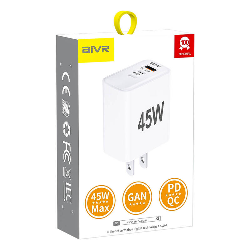 【充電器】高雄自取 三孔充電頭 PD 45W 快充頭 Type-C USB-A aiVR GAN03-1 QC3.0 | 露天市集 | 全台最大的網路購物市集
