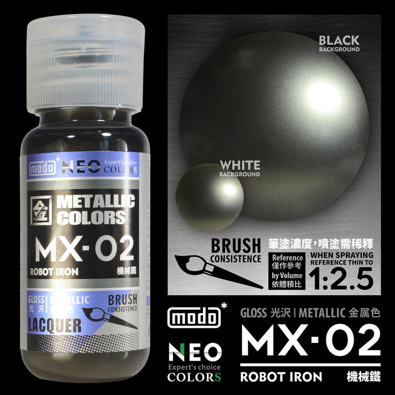 【modo摩多製造所】NEO瓶 全新二代金屬色 MX-02 MX02 機械鐵/30ML/模型漆｜官方賣場 | 露天市集 | 全台最大的網路購物市集