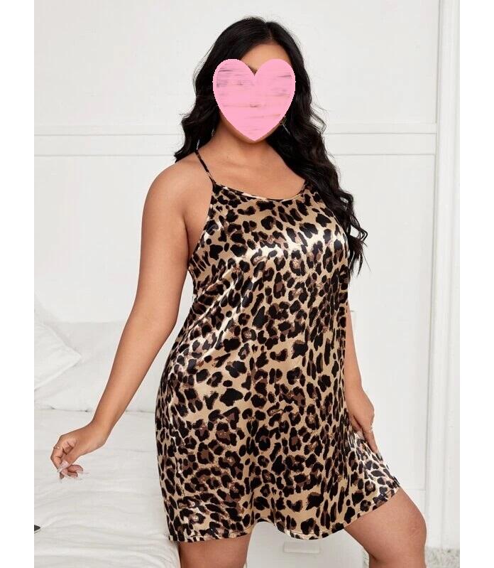 Mola衣著☆。【全新】大碼 尺寸1XL ★SHEIN 性感 豹紋 緞面 睡裙 睡衣 | 露天市集 | 全台最大的網路購物市集