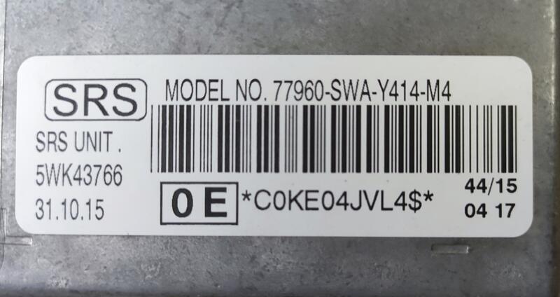 SRS安全氣囊電腦維修安裝有保固：本田CRV3/3.5代氣囊電腦料號 ( 77960-SWA-Y414-M4 ) | 露天市集 | 全台最大的 ...