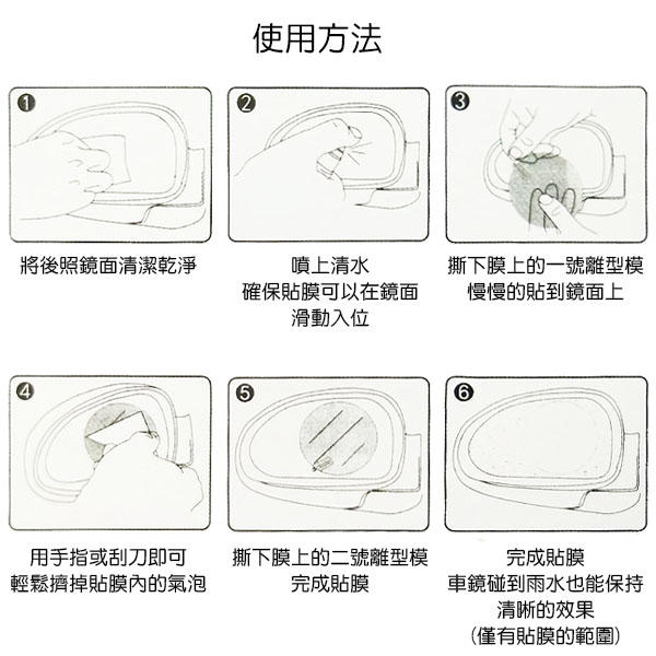 【winshop】A4414 B版汽車後照鏡防雨膜-橢圓(兩入)/附施工工具/防霧膜後視鏡貼/水貼膜/汽車防雨膜/防霧貼 | 露天市集 | 全 ...