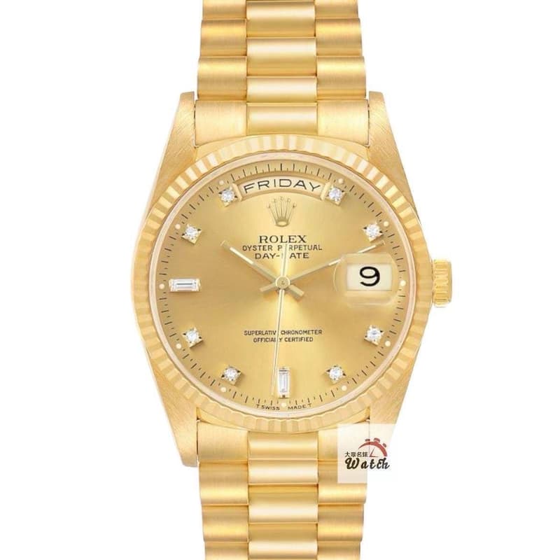 【大眾名錶】ROLEX勞力士 18038 Day-Date 蠔式日誌 18K金 6.9T鑽面 錶徑36 大眾名錶G226 | 露天市集 | 全 ...