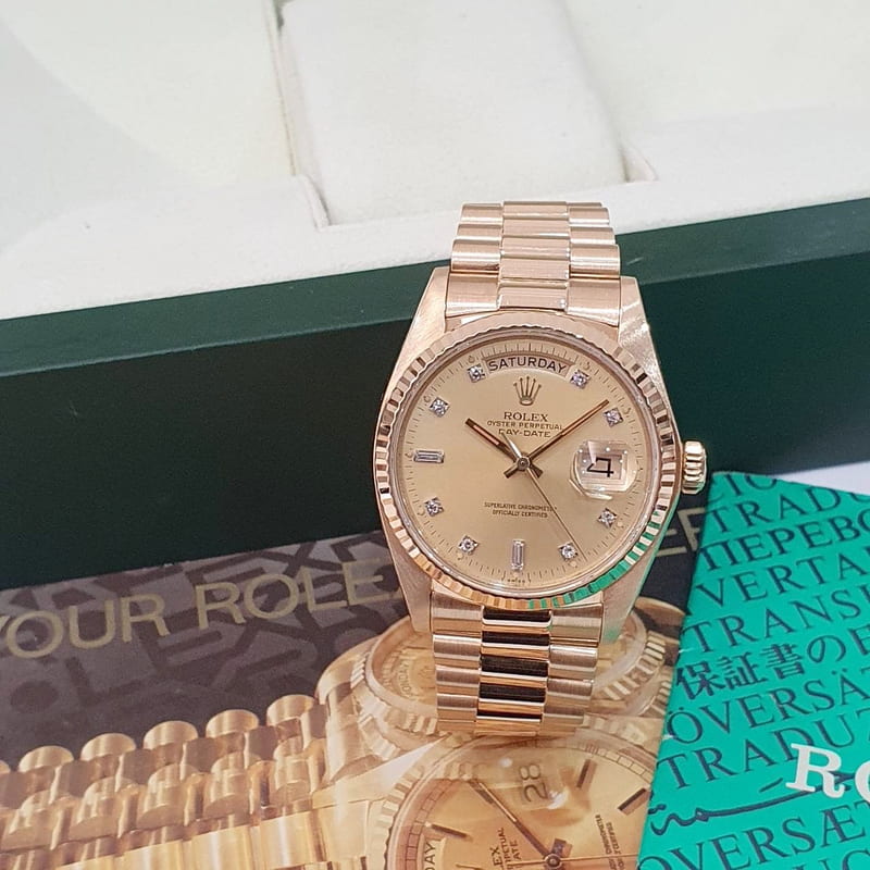 【大眾名錶】ROLEX勞力士 18038 Day-Date 蠔式日誌 18K金 6.9T鑽面 錶徑36 大眾名錶G226 | 露天市集 | 全 ...