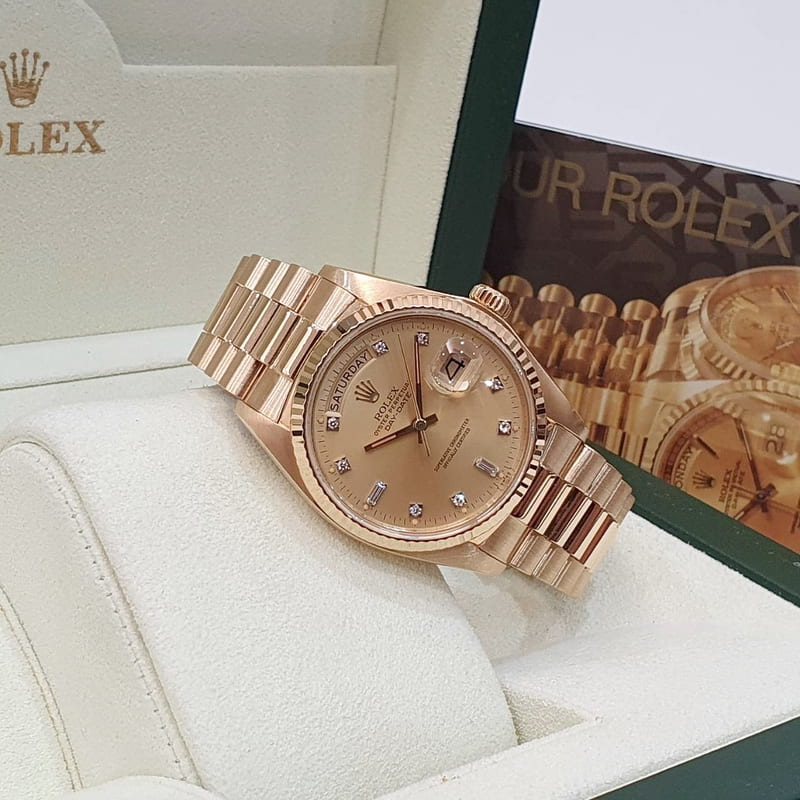 【大眾名錶】ROLEX勞力士 18038 Day-Date 蠔式日誌 18K金 6.9T鑽面 錶徑36 大眾名錶G226 | 露天市集 | 全 ...