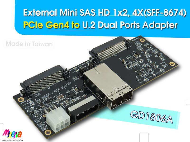 SFF-8674 1x2,4X PCIe4.0 to U.2 dual port with Hot Swap Power | 露天市集 | 全 ...