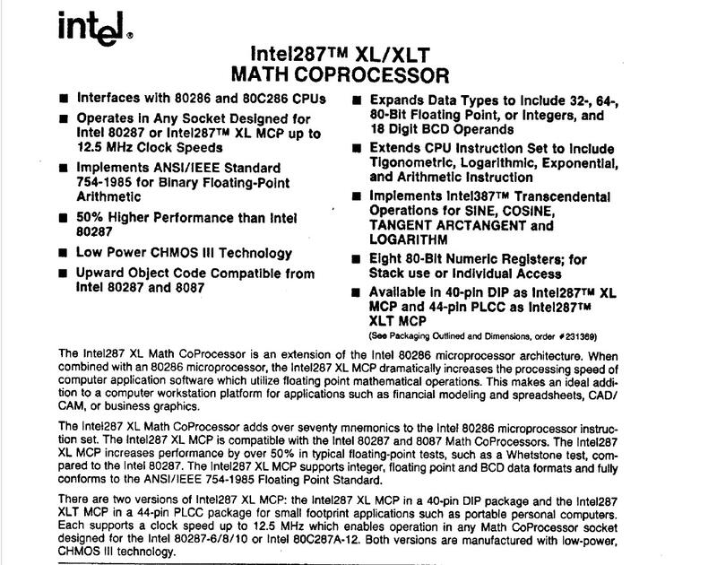 【全冠】INTEL C80287XL Intel287™ XL Math Coprocessor 16Bit 算術處理器 | 露天市集 | 全 ...