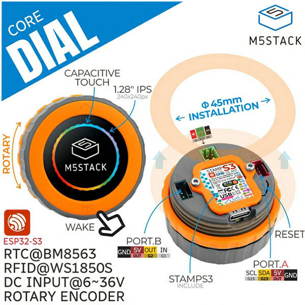 iCShop M5Stack Dial ESP32-S3 Smart Rotary Knob w/1.28吋圓形觸控螢幕 | 露天市集 | 全台最大的網路購物市集