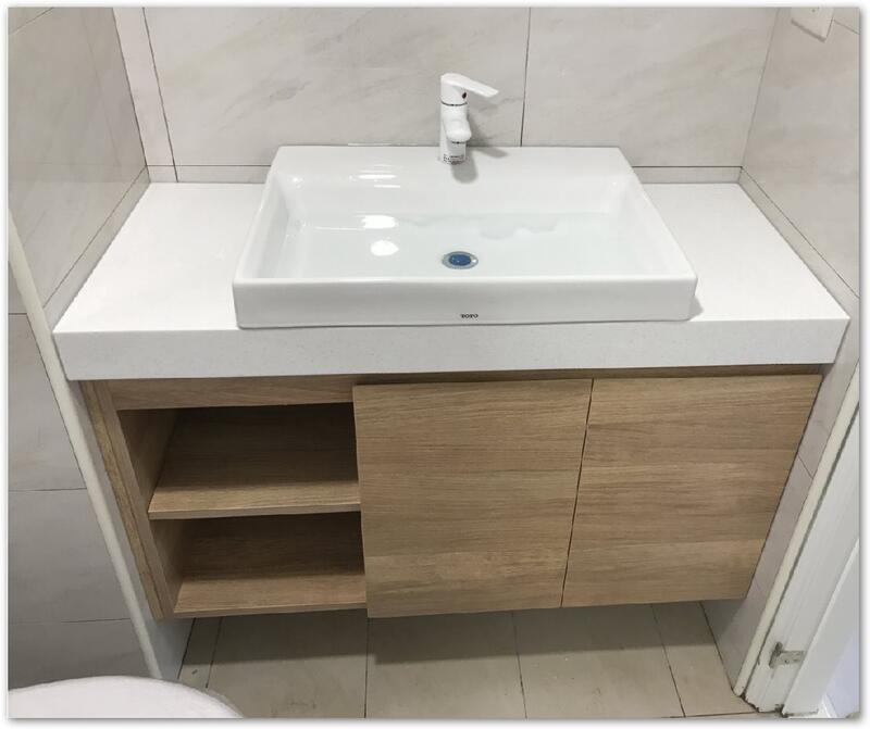 TOTO LW1616CTW臉盆+韓國人造石檯面110公分+木紋100%防水浴櫃 開放層板 (不含龍頭) | 露天市集 | 全台最大的網路購物市集