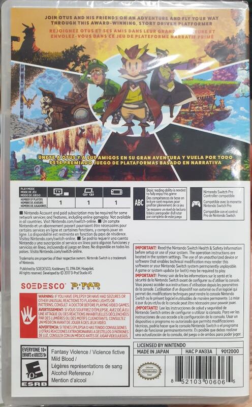 【全新現貨】NS Switch遊戲 Owlboy 貓頭鷹男孩 中文版 美版ESRB 2D橫向平台跳躍動作遊戲 | 露天市集 | 全台最大的網路購物市集