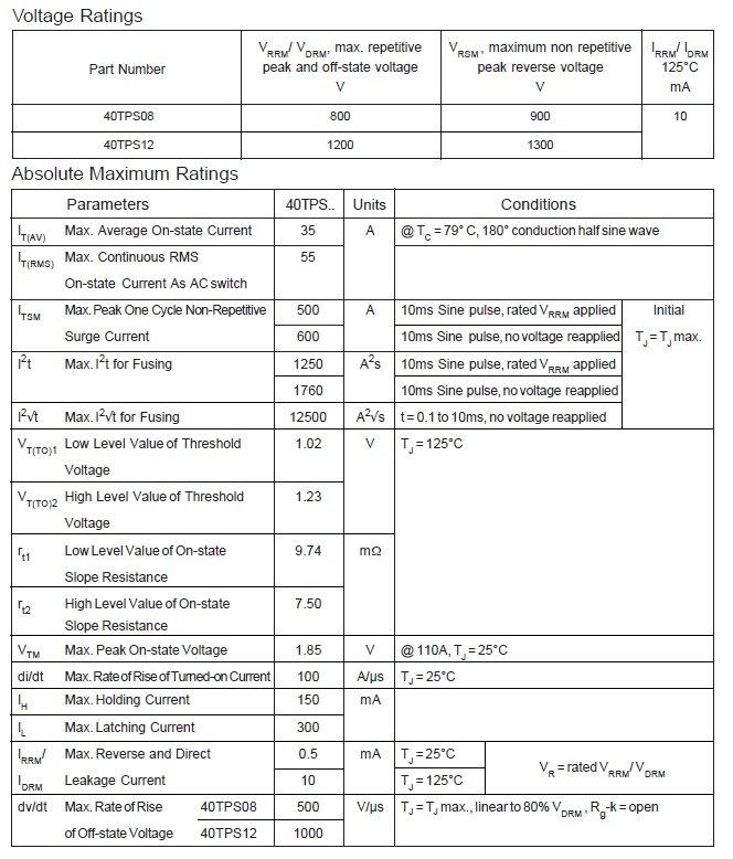 SCR直流矽控(IR 40TPS08) TO-247 800V 55A IGT=150mA | 露天市集 | 全台最大的網路購物市集