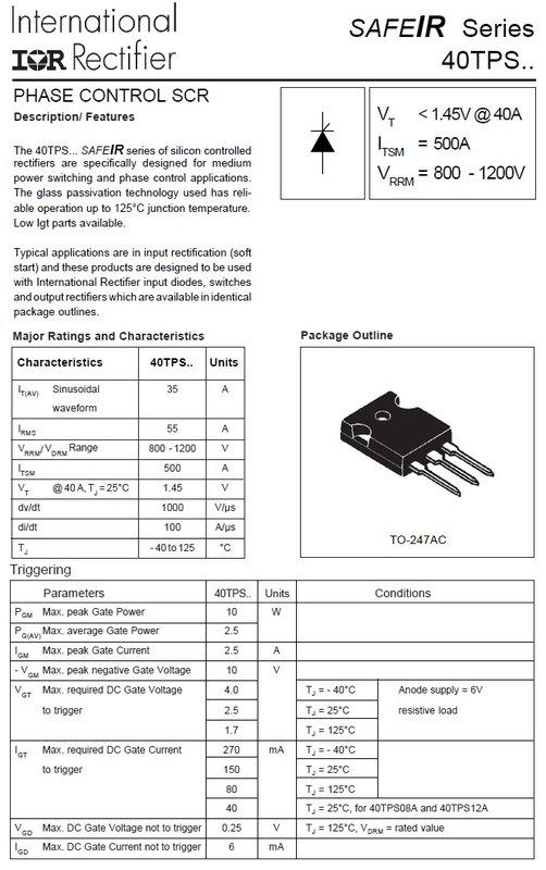 SCR直流矽控(IR 40TPS08) TO-247 800V 55A IGT=150mA | 露天市集 | 全台最大的網路購物市集
