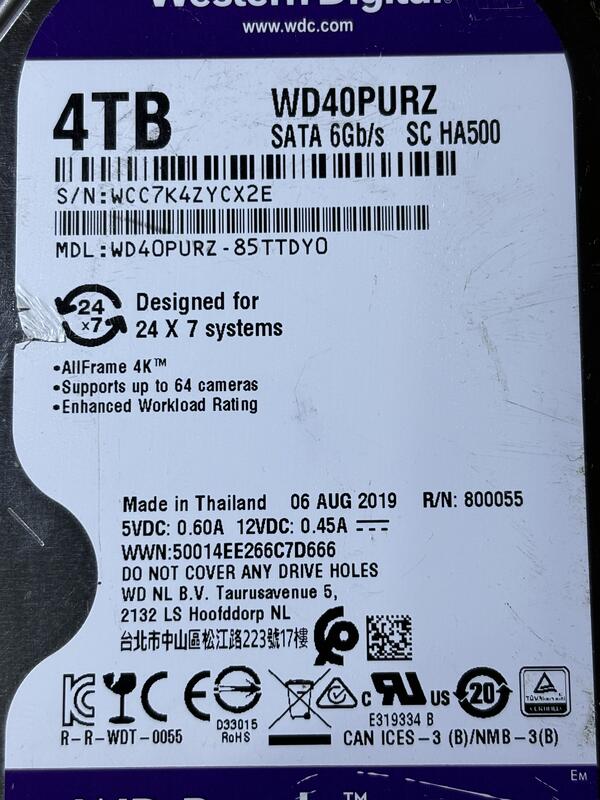 WD 4T 4TB 型號: WD40PURX 監控硬碟 ,如圖4 ,有個注意項目警示,無壞軌,面交:(三峽地區) | 露天市集 | 全台最大的 ...