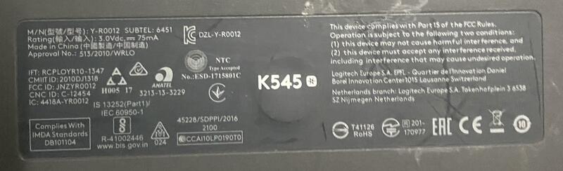 二手logitech 羅技 k545(無接受器所以不確定好壞當銷帳零件品 | 露天市集 | 全台最大的網路購物市集