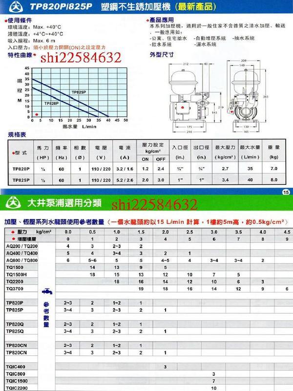＊黃師傅＊【大井換裝】舊換新 TP825 PT 含安裝~(附溫控)1/2HP加壓機~ TP825 PT | 露天市集 | 全台最大的網路購物市集