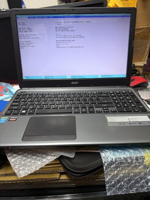 零件機ACER宏碁(NBC6龍)E1-572G 15.6吋i5-4200U筆記型電腦(灰色) | 露天市集 | 全台最大的網路購物市集