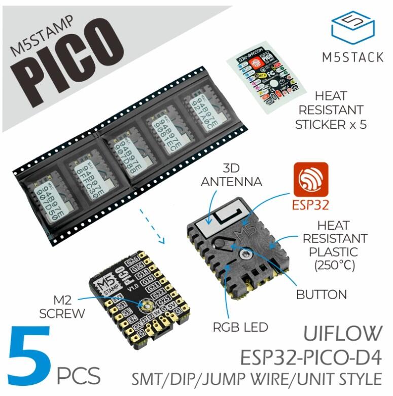 德源科技 含稅M5Stack Stamp Pico(5片)，雙模Wi-Fi、藍牙MCU ESP32-PICO IoT編程 | 露天市集 | 全台最大的網路購物市集