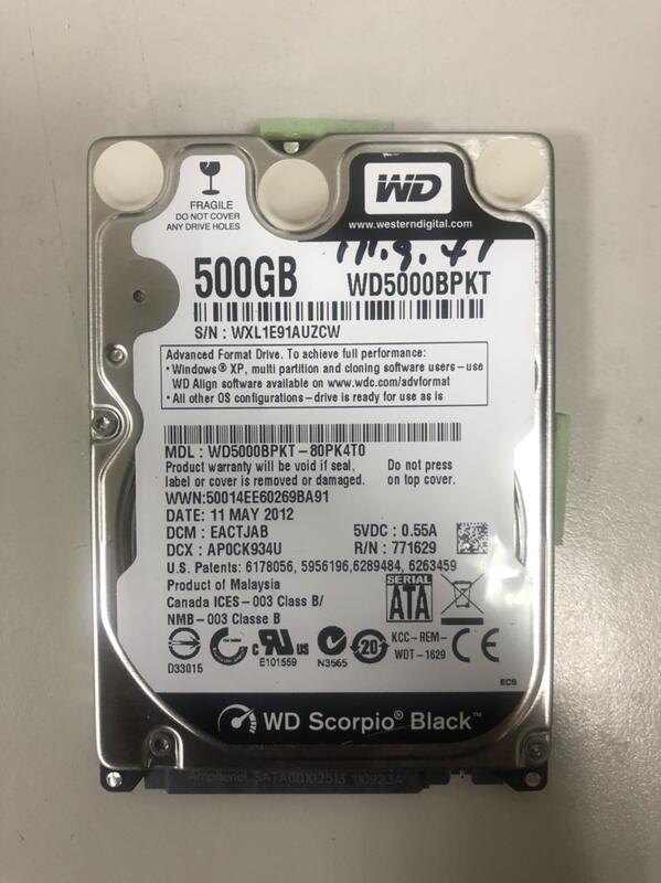 WD 500G 9nm 2.5吋 筆電 硬碟 WD5000BPKT | 露天市集 | 全台最大的網路購物市集