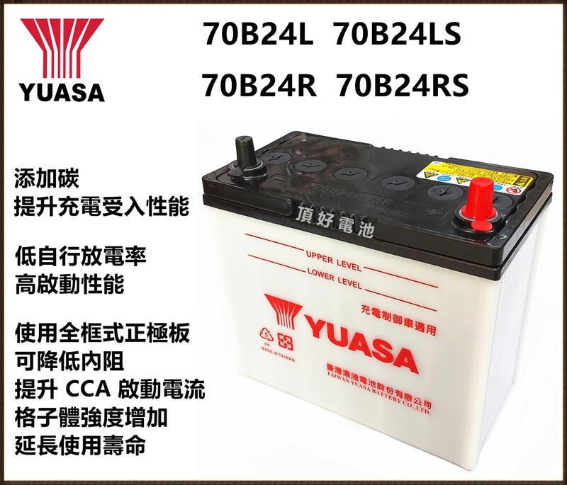 頂好電池-台中 台灣湯淺 70B24L 70B24LS 70B24RS 加水式汽車電池 充電制御 55B24L 加強版 | 露天市集 | 全台最大的網路購物市集