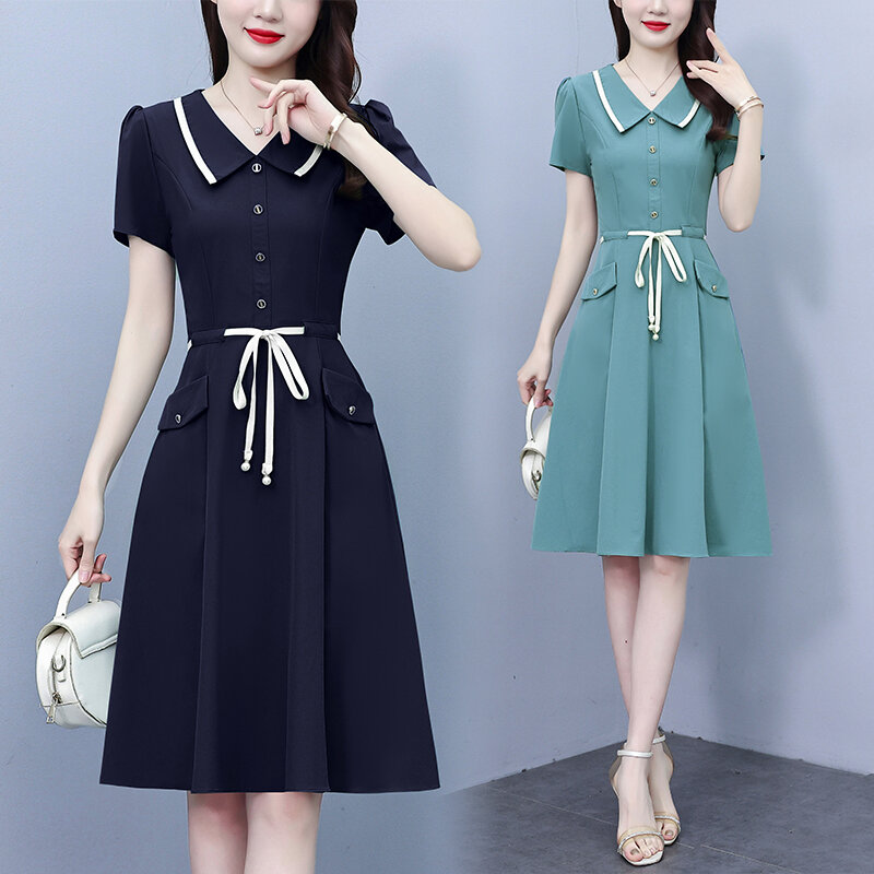 【pink girl】預購 春夏裝 #【胖MM】#【2色,M~5XL】PF7316#時尚氣質短袖洋裝 | 露天市集 | 全台最大的網路購物市集