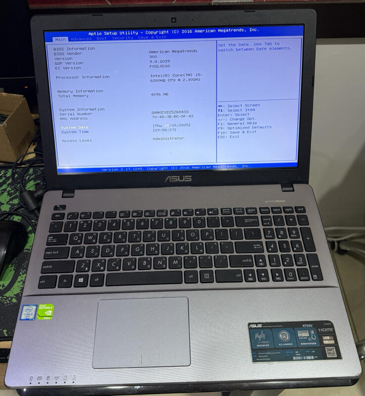 零件機 Asus X550V i5-6300HQ 處理器 6代 4G記憶體 GTX 940Mx 顯示卡 故障機 | 露天市集 | 全台最大的網路購物市集