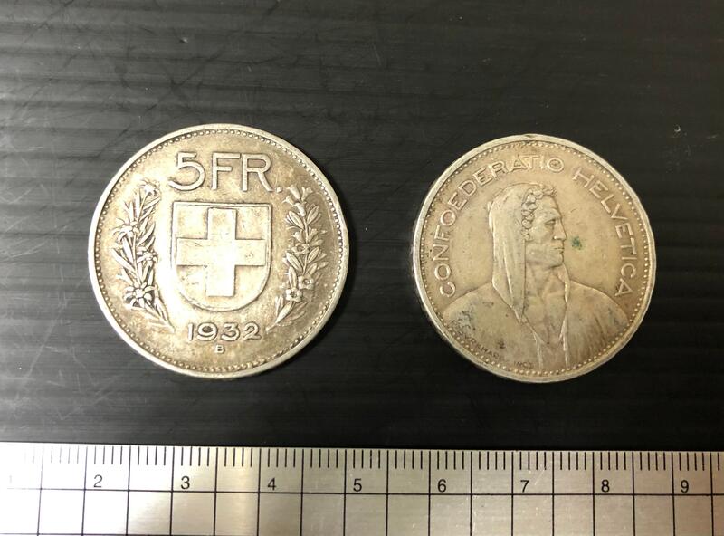 【超值硬幣】瑞士1930年代 5FR 瑞士法郎 銀幣一枚，絕版少見~(使用過品相) | 露天市集 | 全台最大的網路購物市集