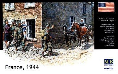 Master Box (MB) 1/35 3578 二戰 法國 1944 (含3美軍、3平民 及 1馬車) | 露天市集 | 全台最大的網路購物市集
