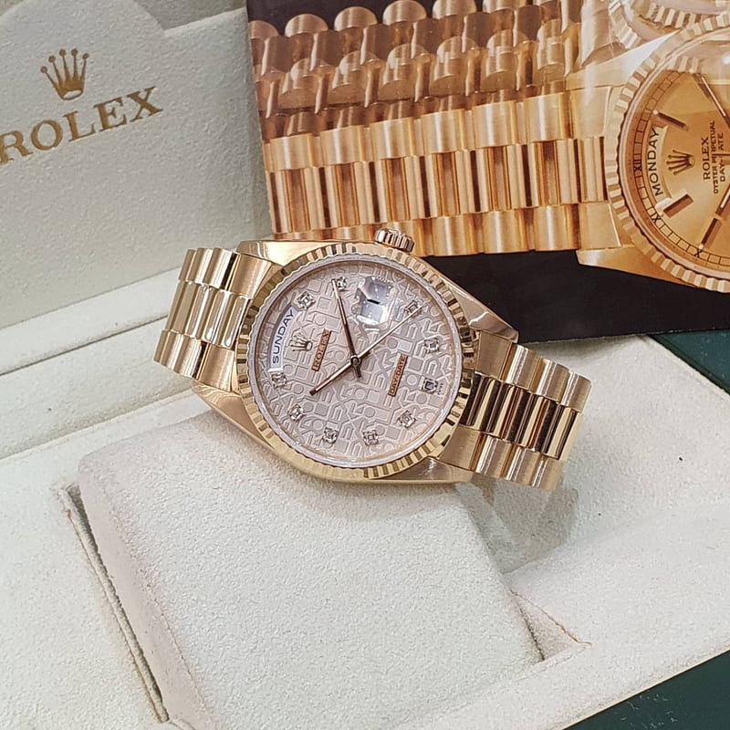 【大眾名錶】ROLEX 勞力士 18238 Day-Date 18K金 原廠銀白紀念十鑽面 錶徑36 大眾名錶B1147 | 露天市集 | 全 ...