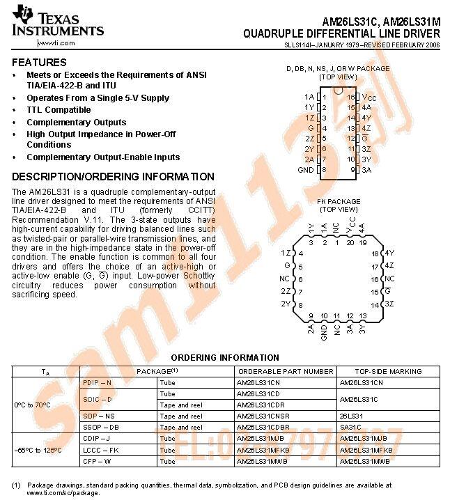 113邏輯閘 AM26LS31 DIP-16 / SOP-16 TI 四差分線路驅動 DS26LS31 26LS31 | 露天市集 | 全台最 ...