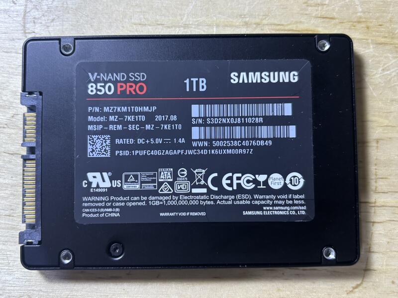 SAMSUNG 850 PRO 1T 1TB SSD SATA 型號: MZ-7KE1T0,健康99%,使用2912小時 | 露天市集 | 全 ...