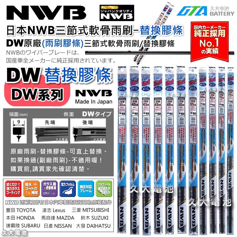 【可超取】日本NWB DW系列 9mm 雨刷膠條 軟骨雨刷皮 石墨覆膜 NU/NS系列 三節式軟骨雨刷替換膠條 日本製造 | 露天市集 | 全台最大的網路購物市集