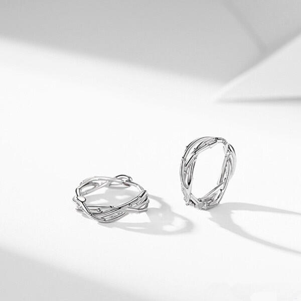 耳扣 韓國冷淡風交織荊棘藤蔓圓圈耳環 易扣耳環 925銀針 A0061台灣出貨 Danica 韓系飾品 韓國連線 | 露天市集 | 全台最大的網路購物市集
