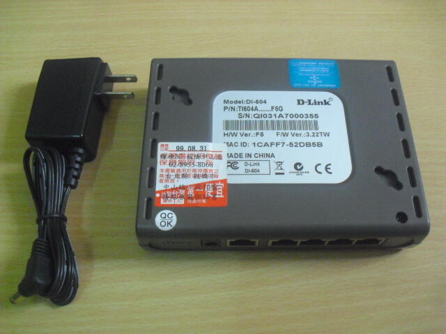※隨緣※D-Link DI-604 ．IP分享器附變壓器．產品實拍．附電源器．配件如圖．功能正常．一組價599元 | 露天市集 | 全台最大的 ...