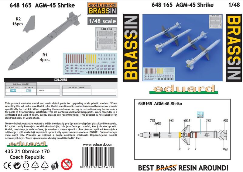 1/48~Eduard樹脂改套~美國AGM-45.Shrike.百舌鳥反輻射飛彈(1套4顆) | 露天市集 | 全台最大的網路購物市集