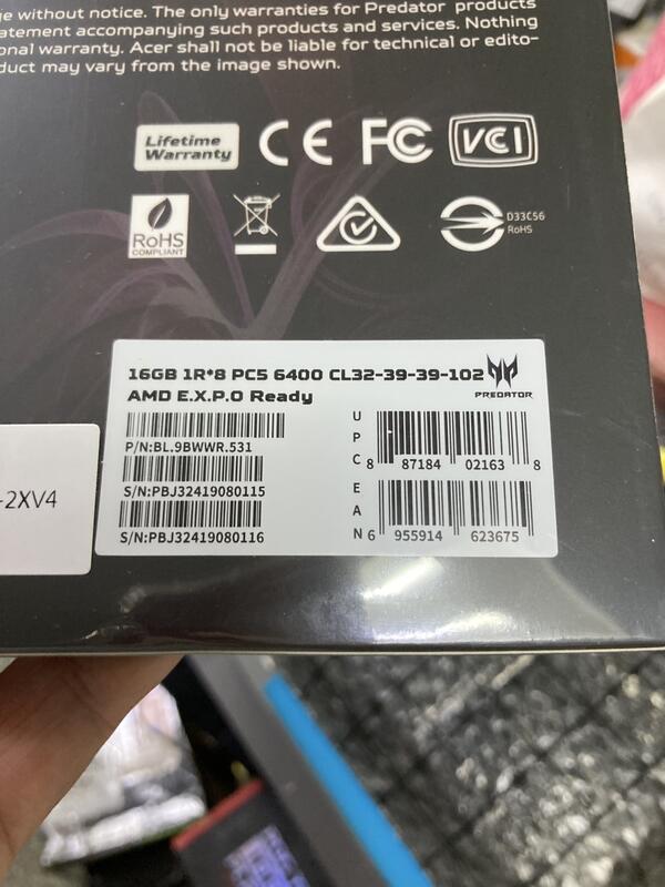 ACER Predator PallasII DDR5-6400 32G(16G*2)黑 桌上型記憶體 自取價3090 | 露天市集 | 全台 ...