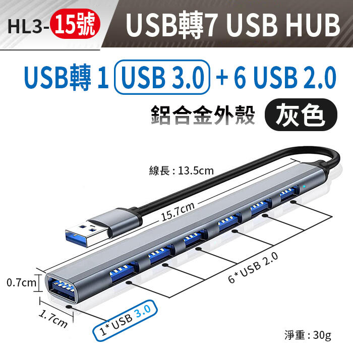 板橋現貨【USB轉7 USB HUB】 7孔集線器.分線器.USB 3.0 USB擴充【 傻瓜批發】HL3-15 | 露天市集 | 全台最大的網路購物市集